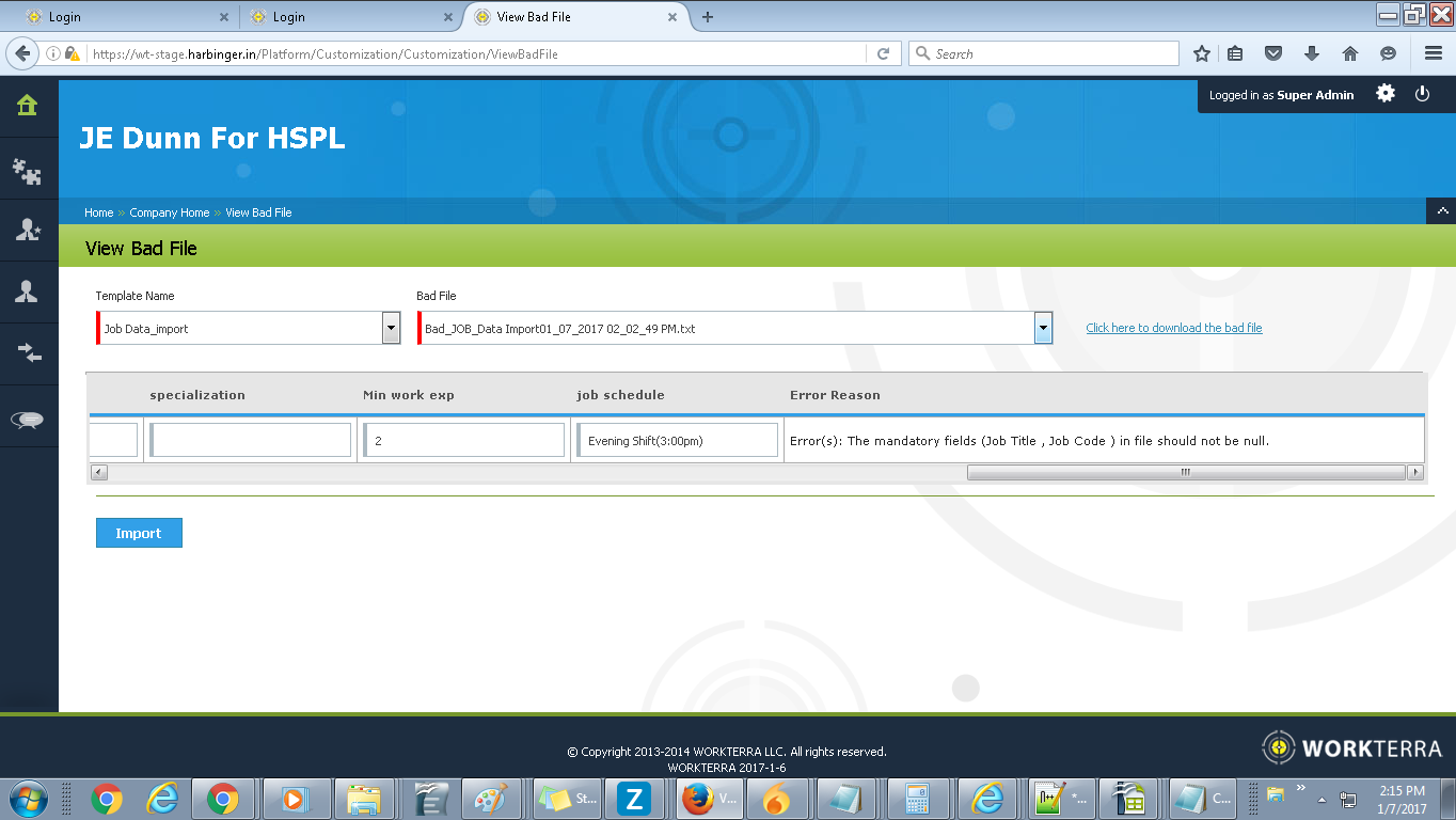 Wt 7631 Recruit Job Data Validation Message Is Wrong Workterra Jira